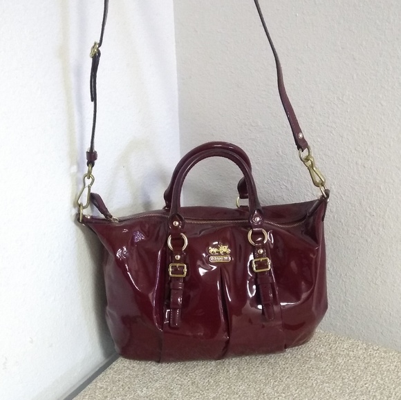 Coach | Bags | Coach Ruby Red Patent Leather Pleated Bag | Poshmark